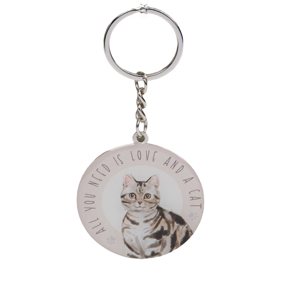 Grey Tabby Cat Keyring – Bucks Leather