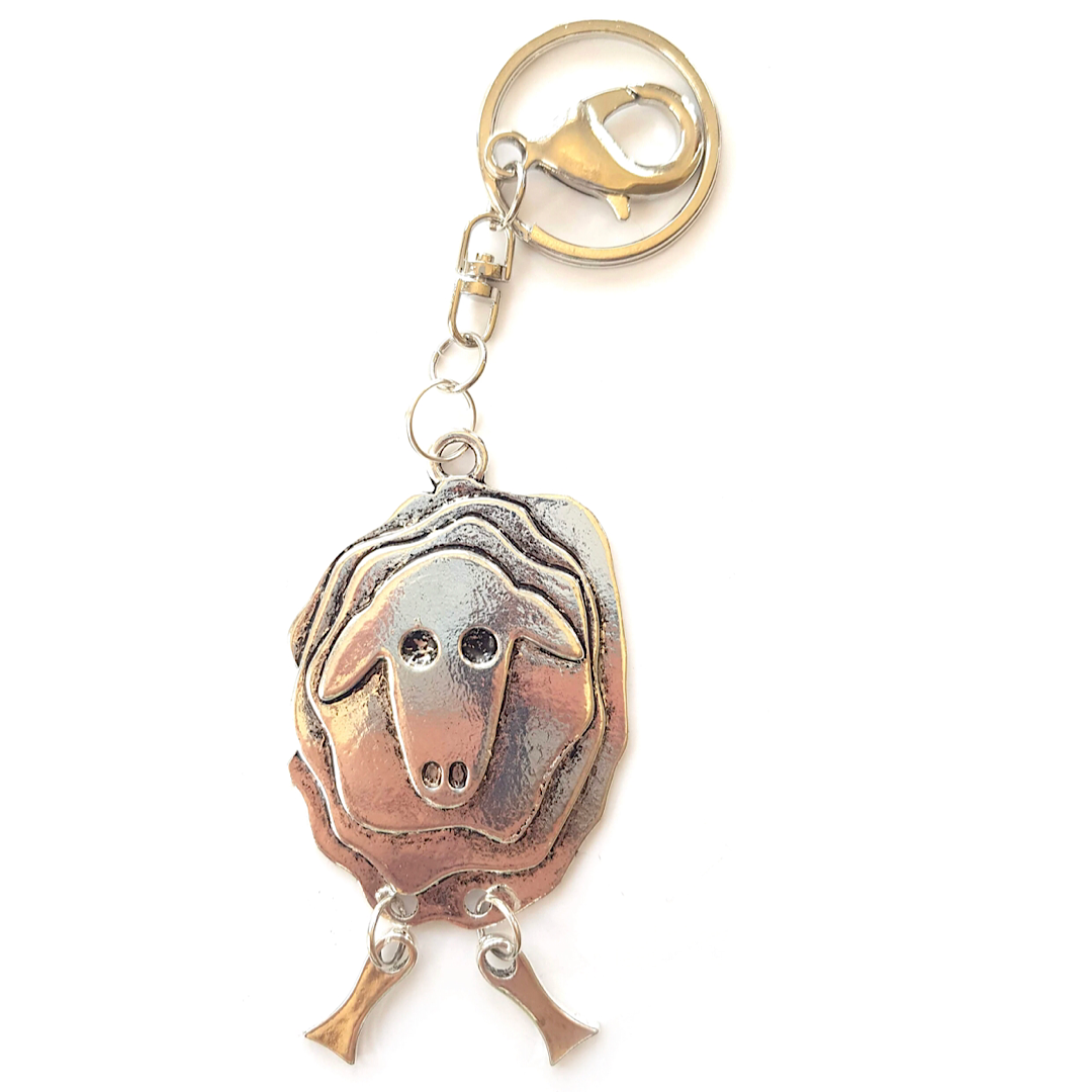 Silver Swinging Sheep Keyring – Bucks Leather